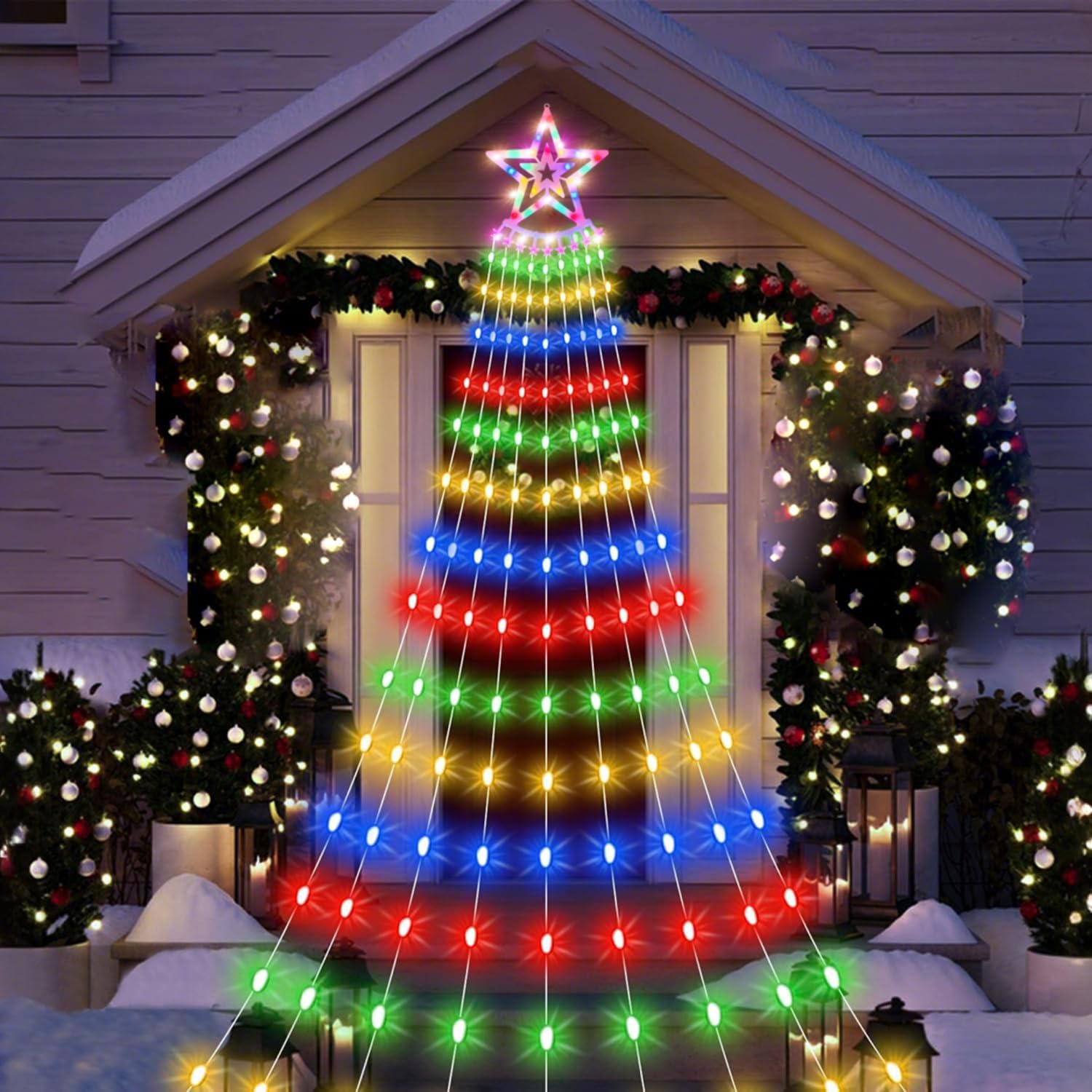 Amazon.com: 11.48FT 350 LED Christmas Tree Lights,Plug in Waterfall ...