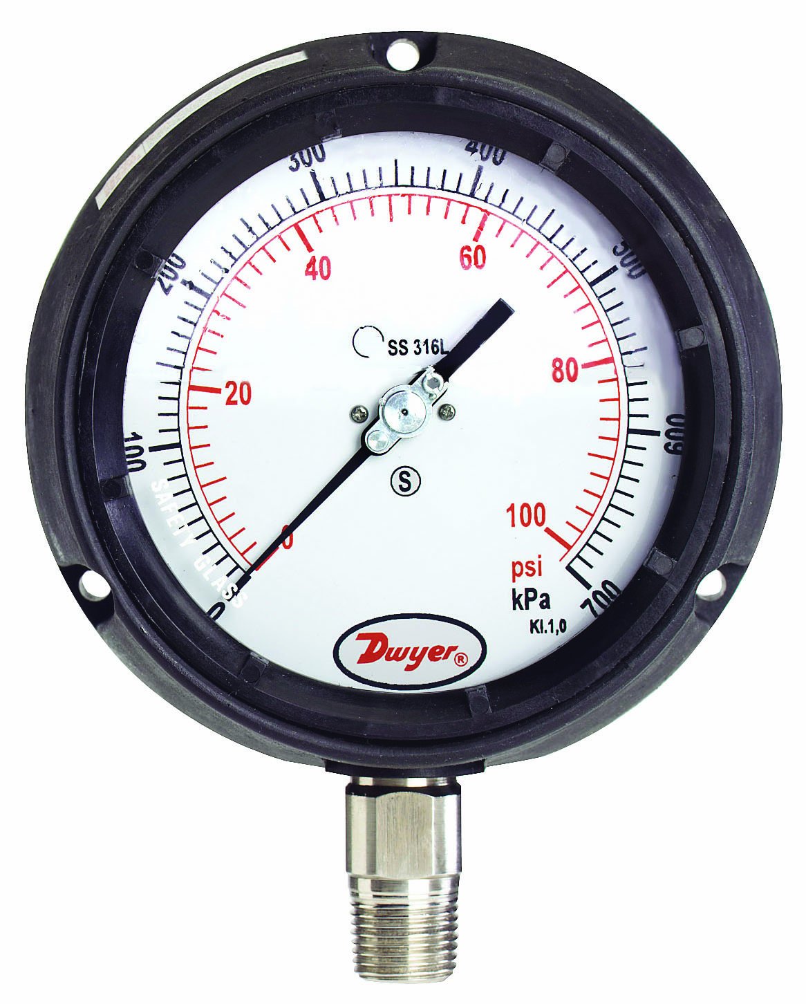 Dwyer Series 761 Field Fillable Process Pressure Gauge, 0-5000 psi & 0 ...