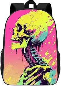 Amazon.com | MAMINA Gothic Skull Backpack Crazy Skeleton Hippe Style ...