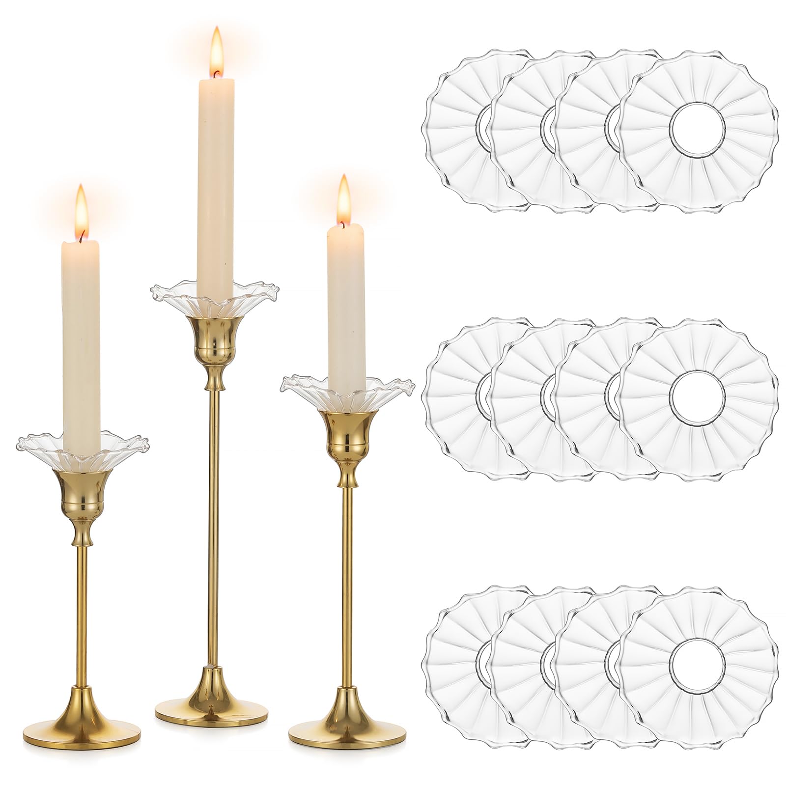 Glasseam Glass Candle Drip Catcher: Set of 12 Bobeches Candles for ...