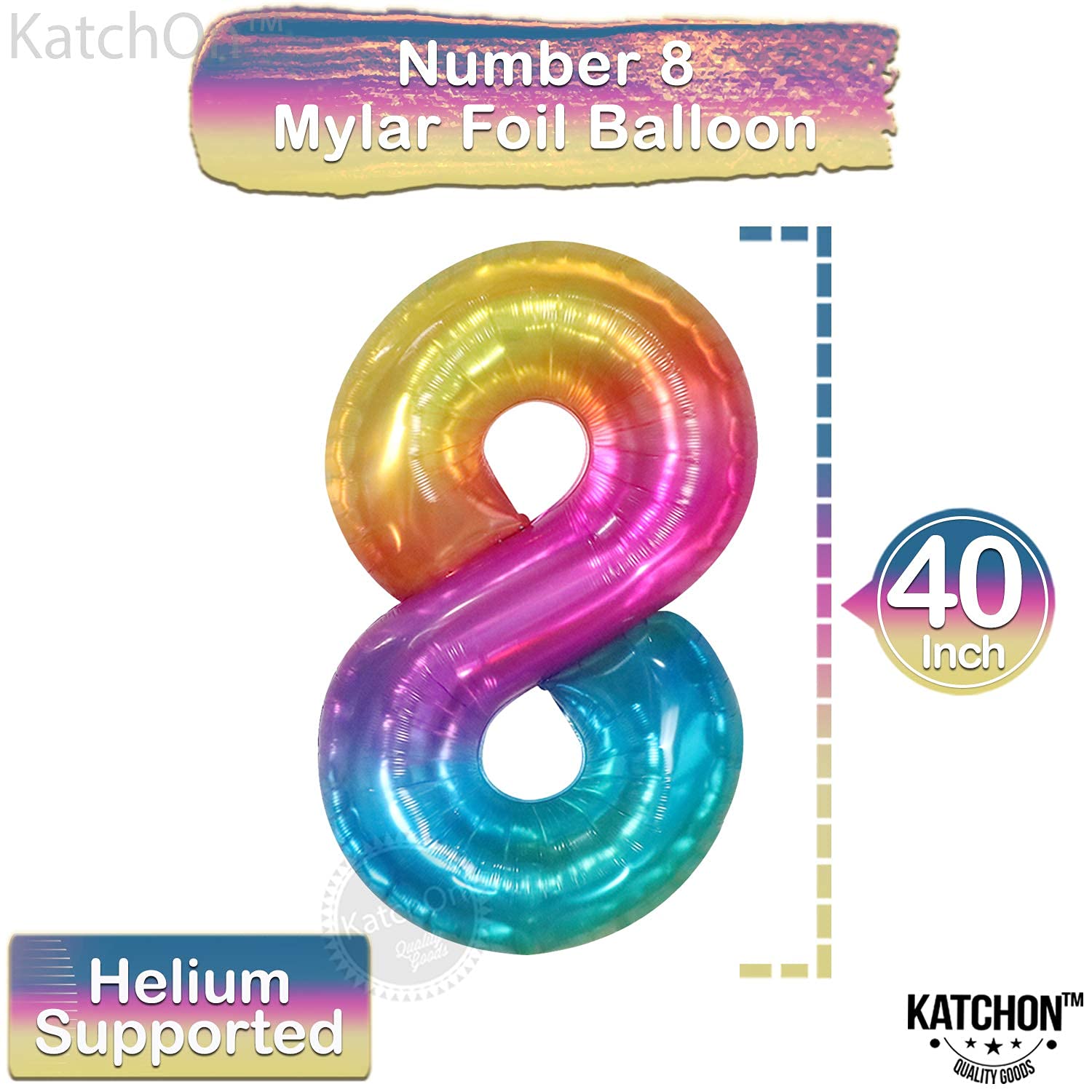 Snapklik.com : Giant Rainbow Number 8 Balloon - 40 Inch, 8 Balloons For ...