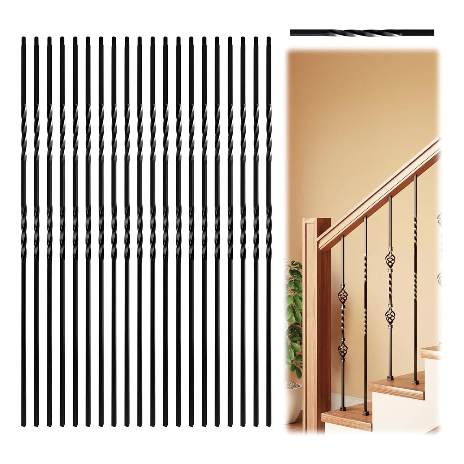 Snapklik.com : 20 Pack Iron Balusters For Staircase Interior, Stair ...