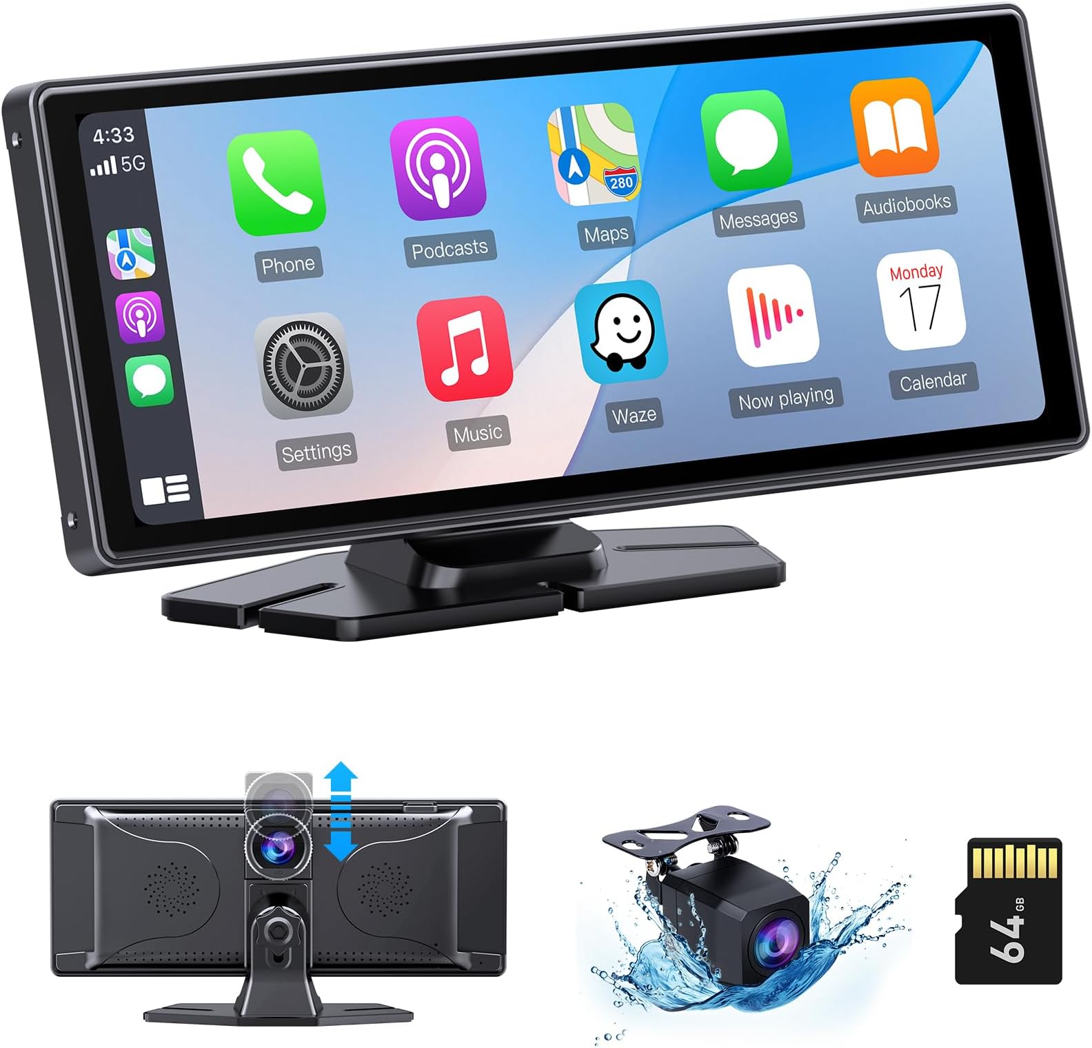 Amazon.com: 9'' Wireless Apple Carplay Screen for Car & Android Auto ...