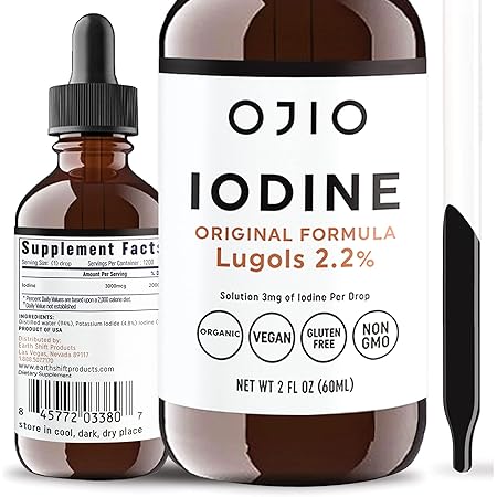 Amazon.com: Organic Lugol's Iodine, Iodine and Potassium Iodide 2% ...