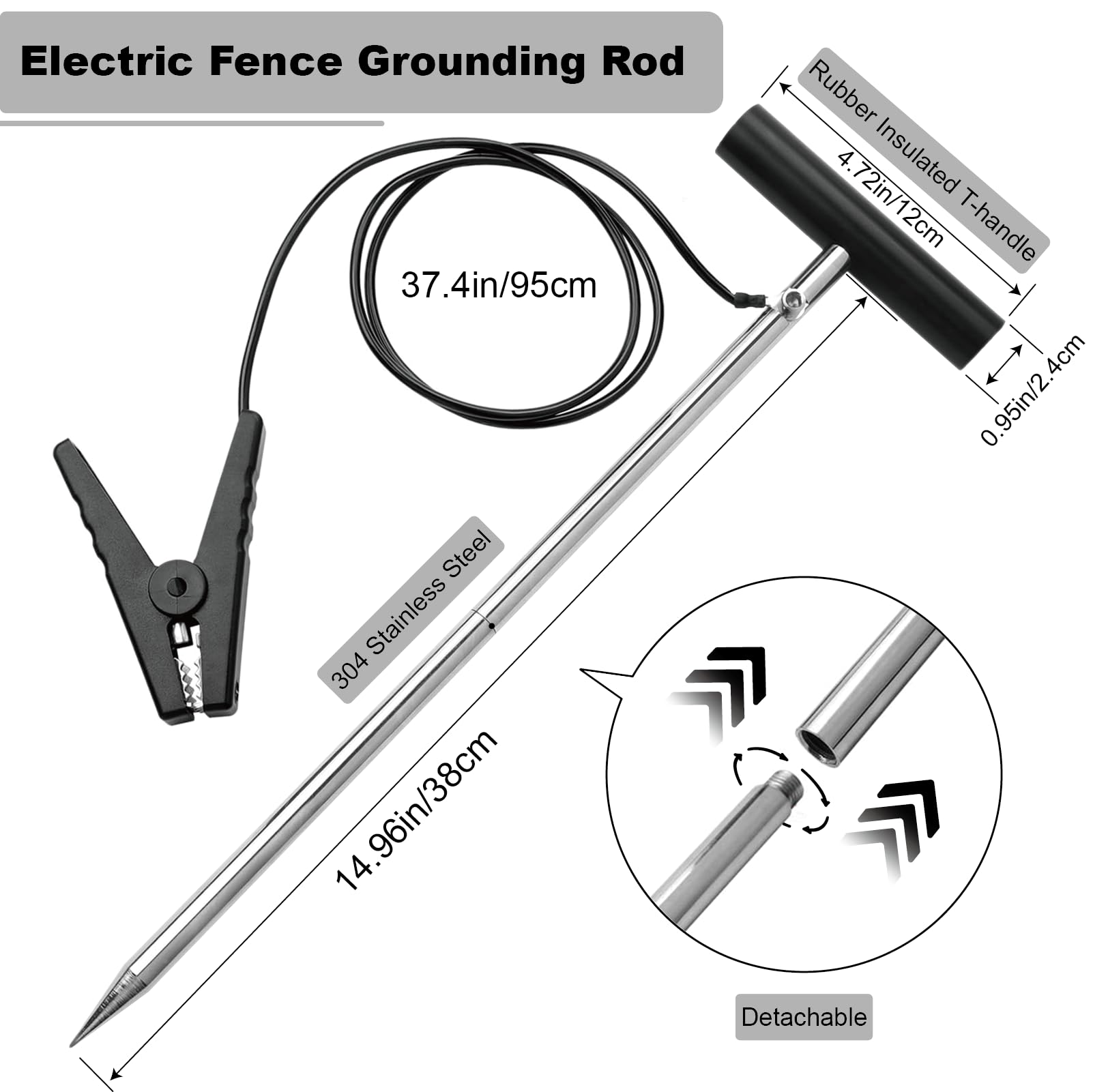 Snapklik.com : Bubusan Electric Fence Grounding Rod Set, Ground Rod For ...