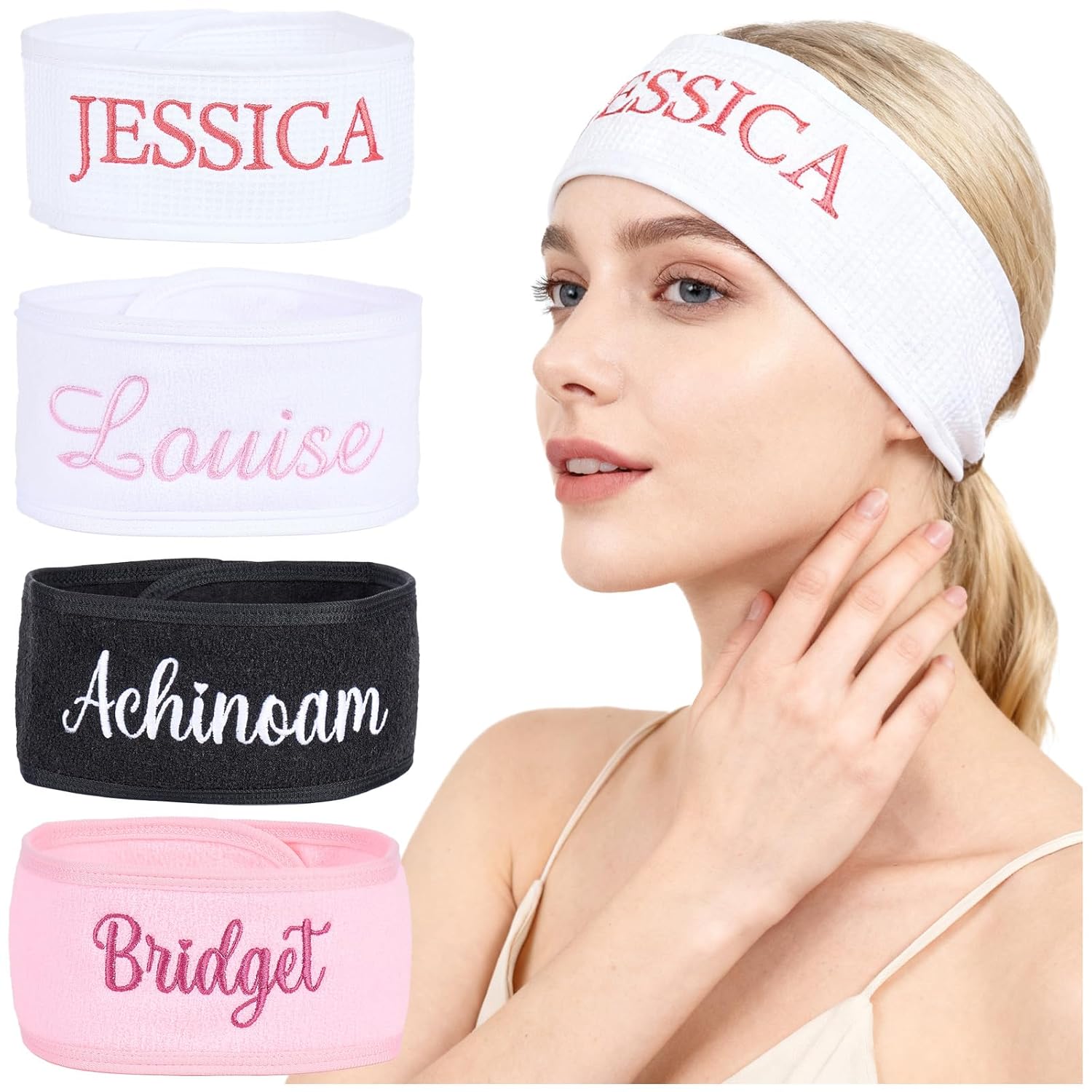 Amazon.com : Personalized Embroidery Spa Headbands for Women, Custom ...