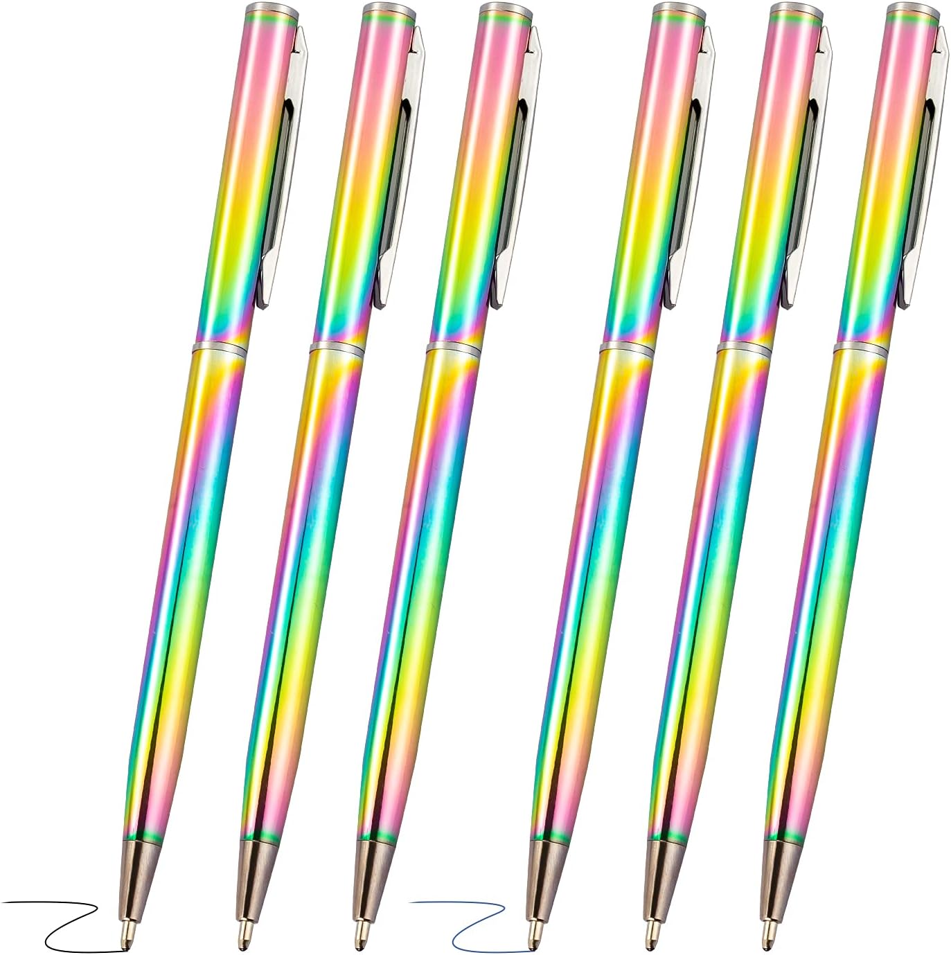 Amazon.com : RONRONS 6 Pack Rainbow Slim Retractable Ballpoint Pen ...