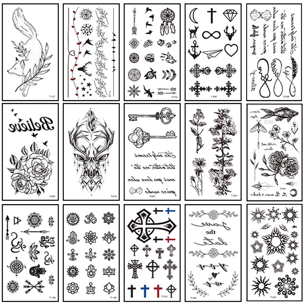 Small Temporary Tattoos Stickers Cool Realistic Fake Tattoos Waterproof ...