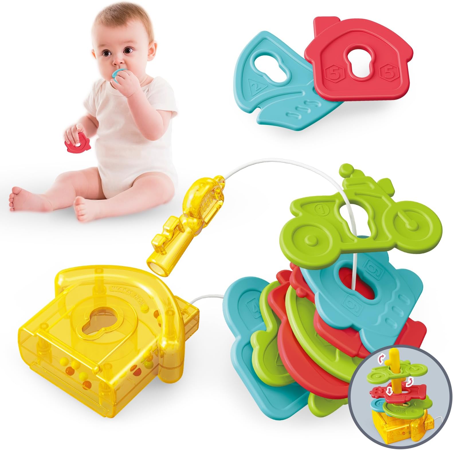 Amazon.com: Baby Teething Toys Infant Sensory Chew Toys, Huts Rattle ...