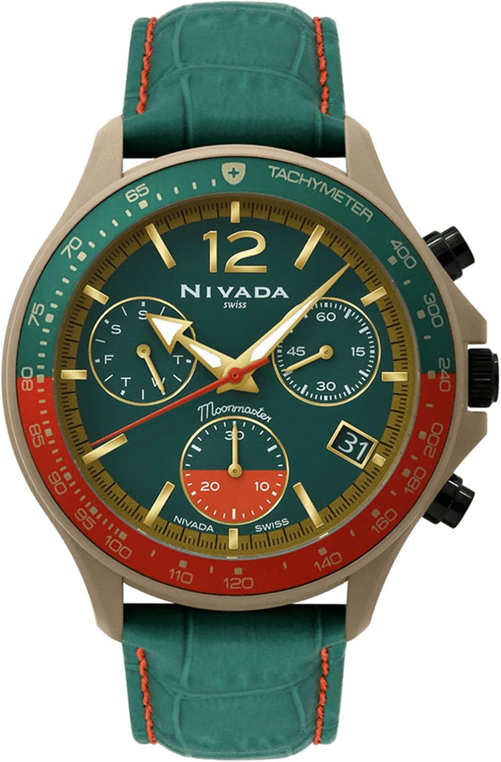 Nivada Swiss Moonmaster Reloj para Hombre Carátula Verde Indicadores ...