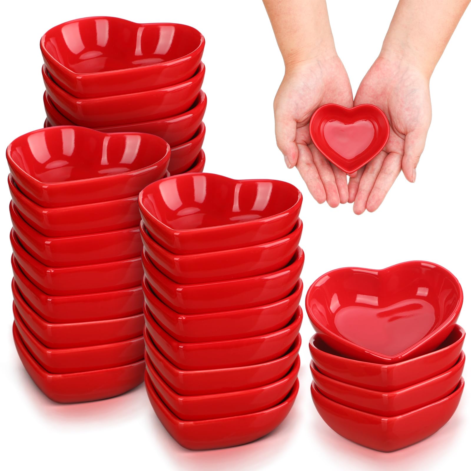 Amazon.com: Dandat 24 Pcs Heart Love Shaped Soy Sauce Dish Mini Ceramic ...