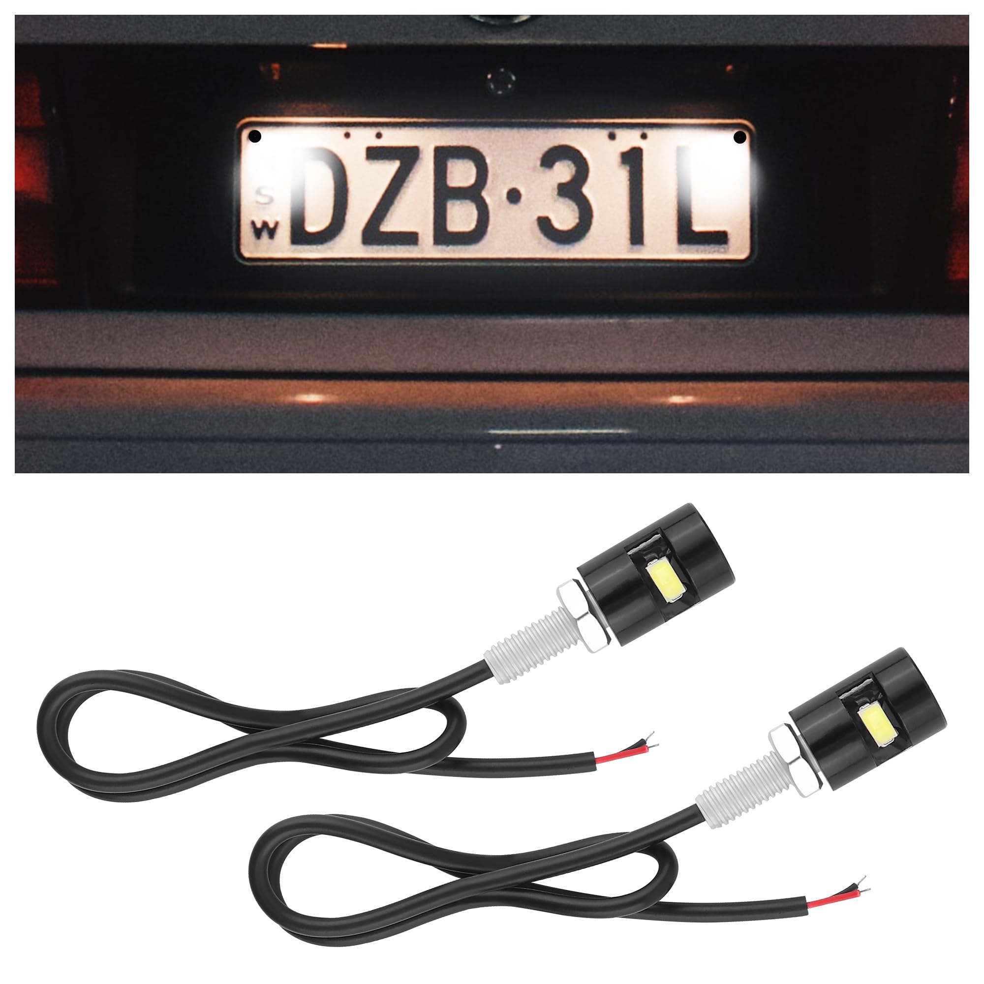 2PCS Bolt LED License Plate Light with Aluminium Light Holder,Super ...