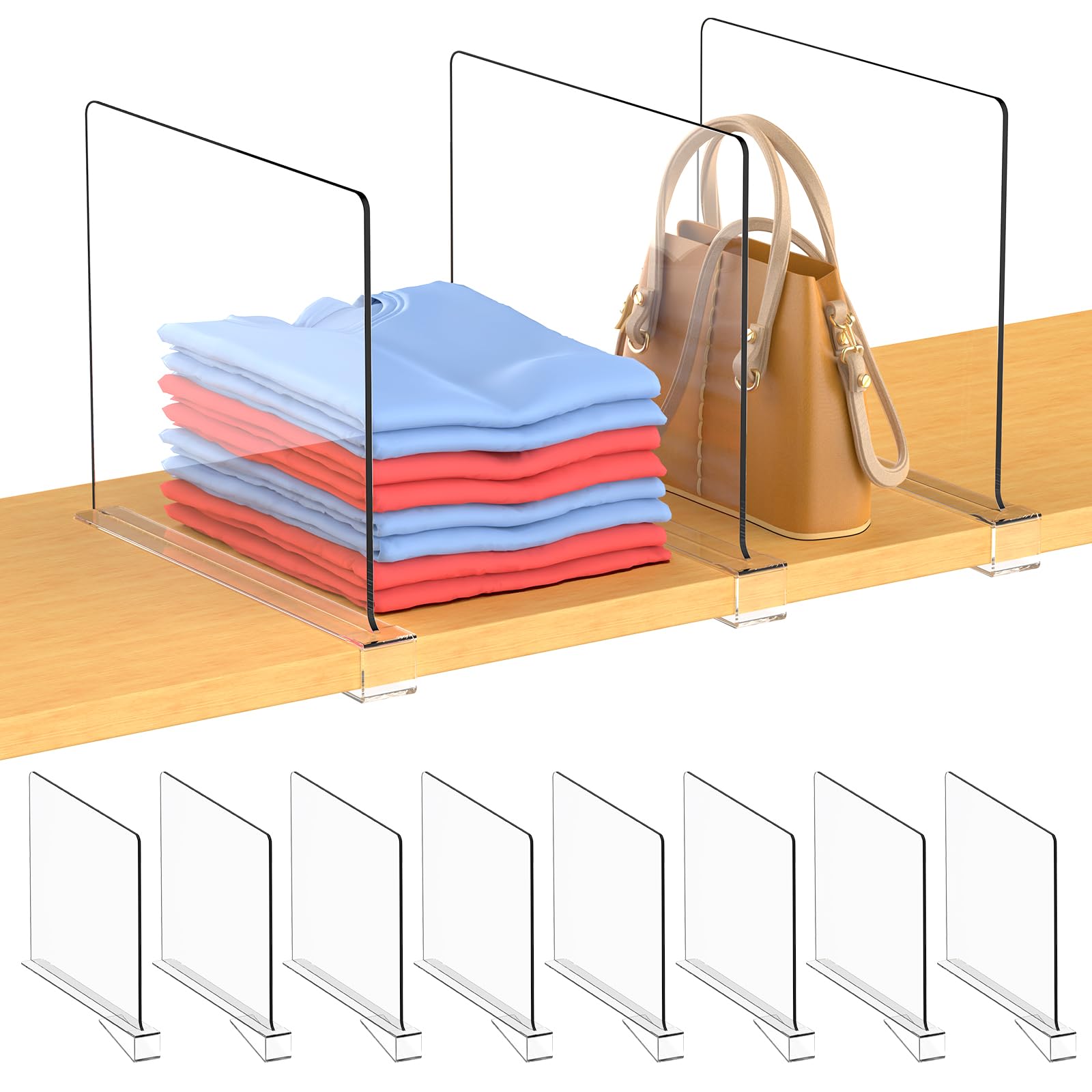 Amazon.com: Acrylic Shelf Dividers for Closet Organization: 8Pcs Purse ...