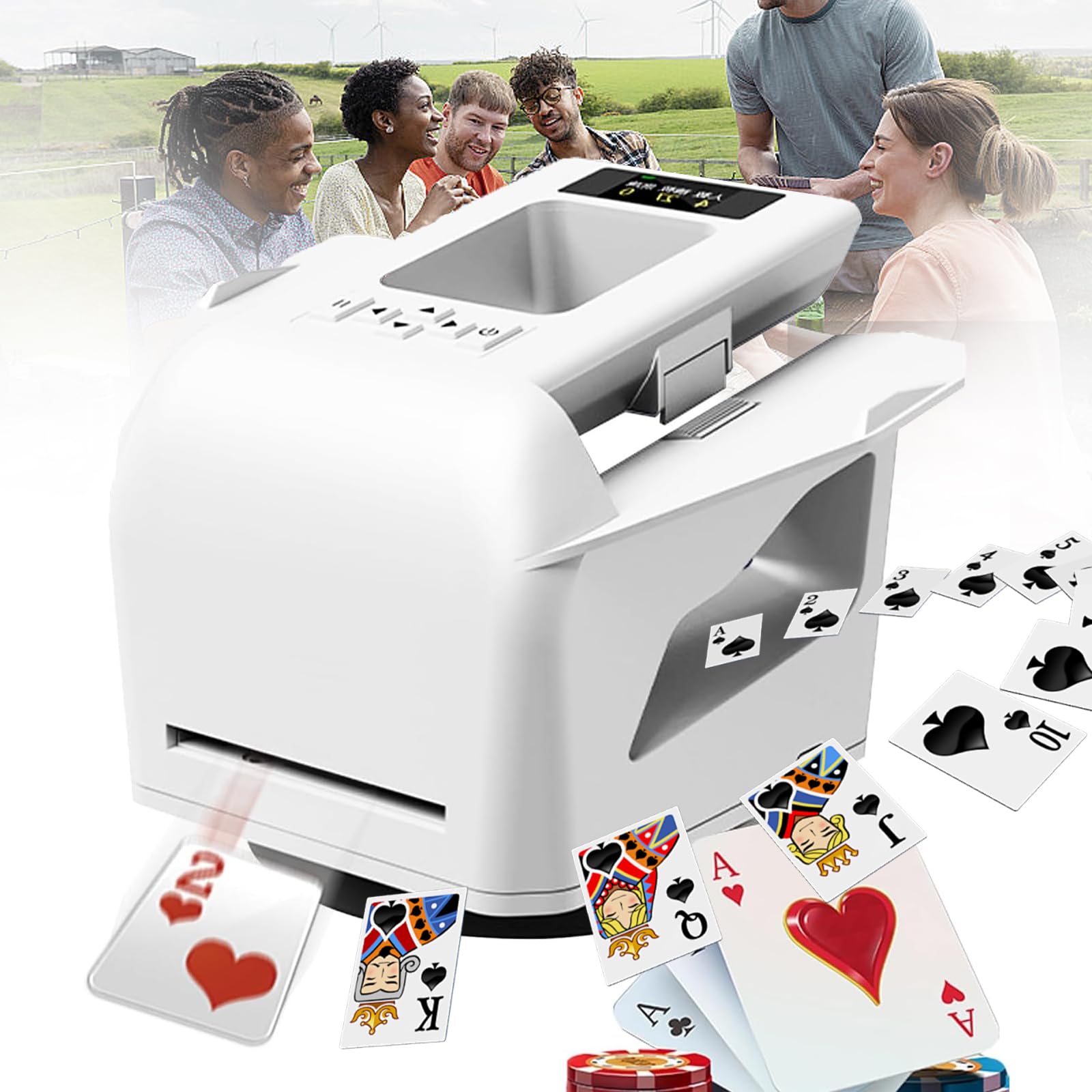 2-in-1 Automatic Card Shuffler & Dealer, 4000mA Rechargeable 360 ...