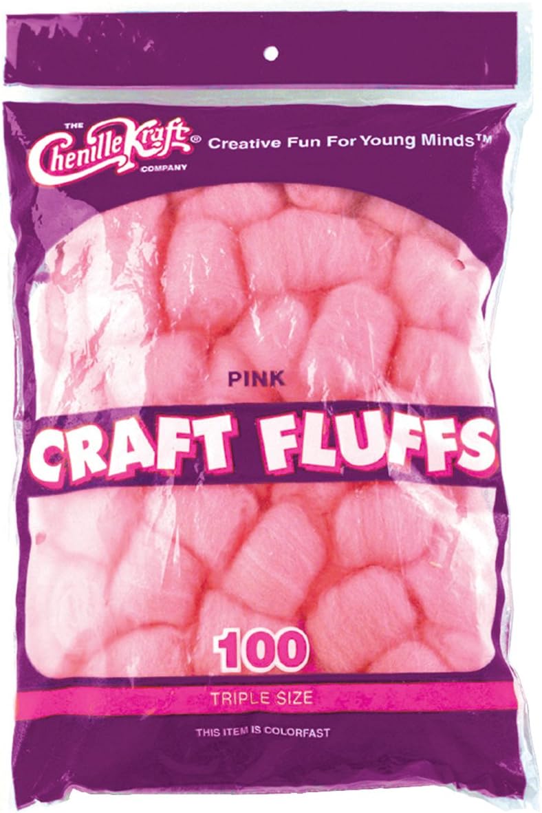 Amazon.com: Creativity Street Cotton Decorated Craft Fluff Ball, Pink ...