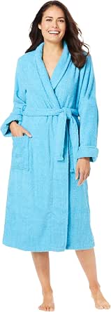 Dreams & Co. Women's Plus Size Short Terry Robe at Amazon Women’s ...