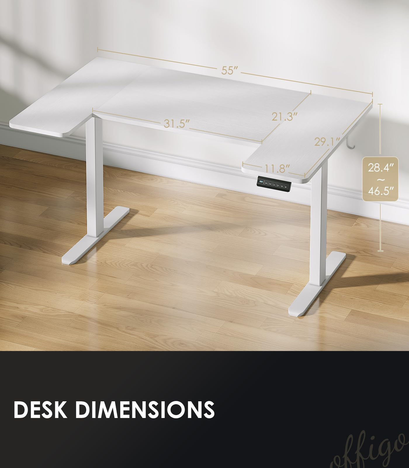 Snapklik.com : U Shaped Electric Standing Desk, 55 Inch Height ...