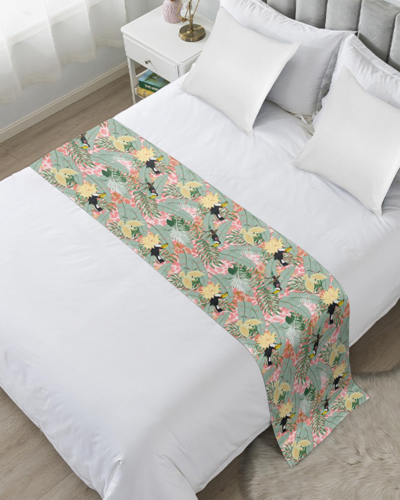 Polyester Bedding Decor Tropical Bed Runner Scarf | 71x20 Inch ...