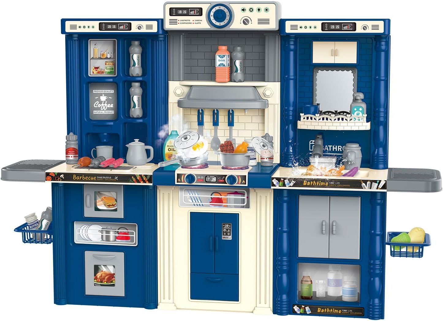 KIDBOT 3 in 1 Kids Pretend Kitchen Playset Role Cooking Toys Set for ...