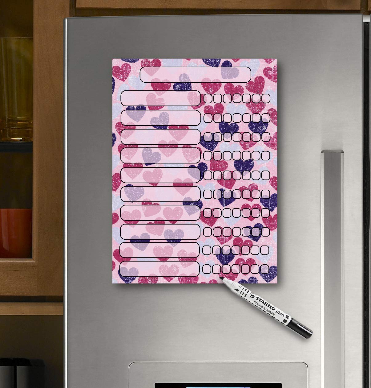 Buy Kids Reward Chart, kids checklist, pink and purple hearts, Reusable ...