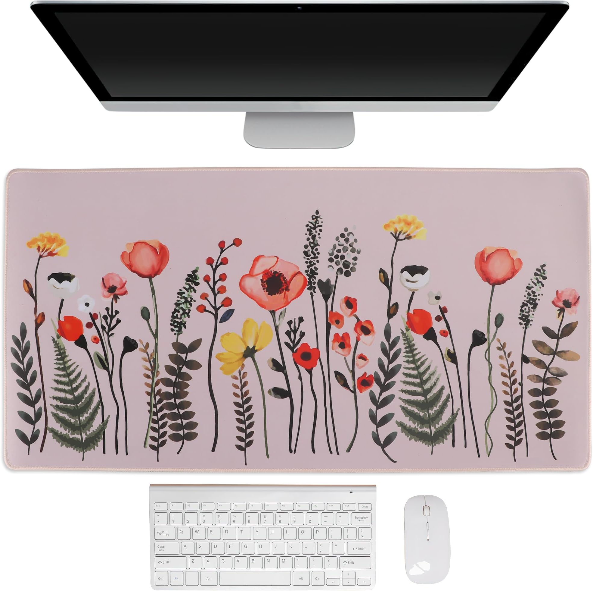 Amazon.com: Snclriao Large Mouse Pad Floral, Waterproof Non-Slip Desk ...