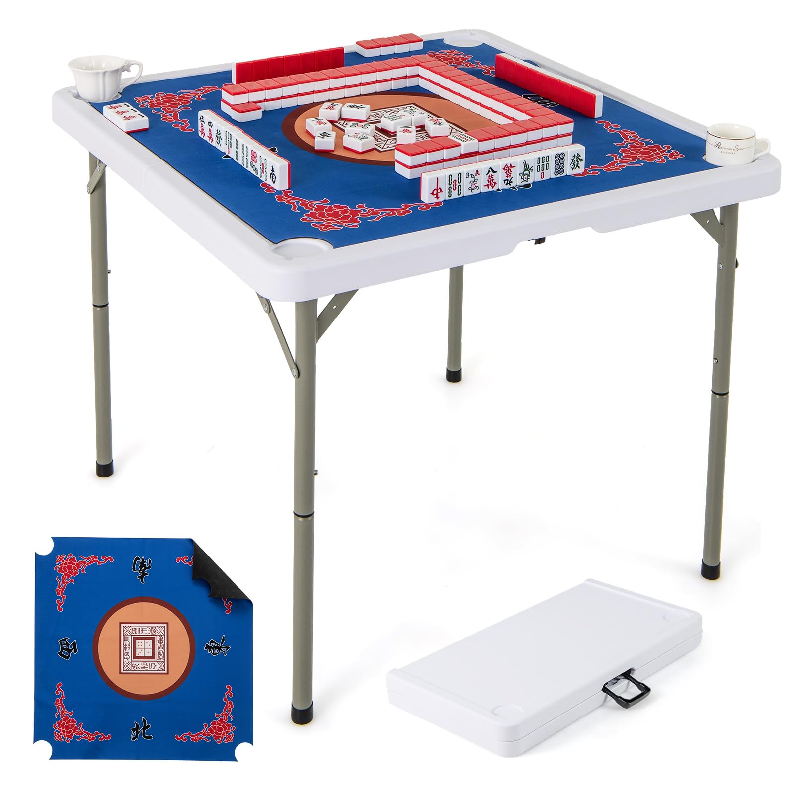 Amazon.com: GYMAX Mahjong Table Foldable with Mahjong Mat, 4-Player ...