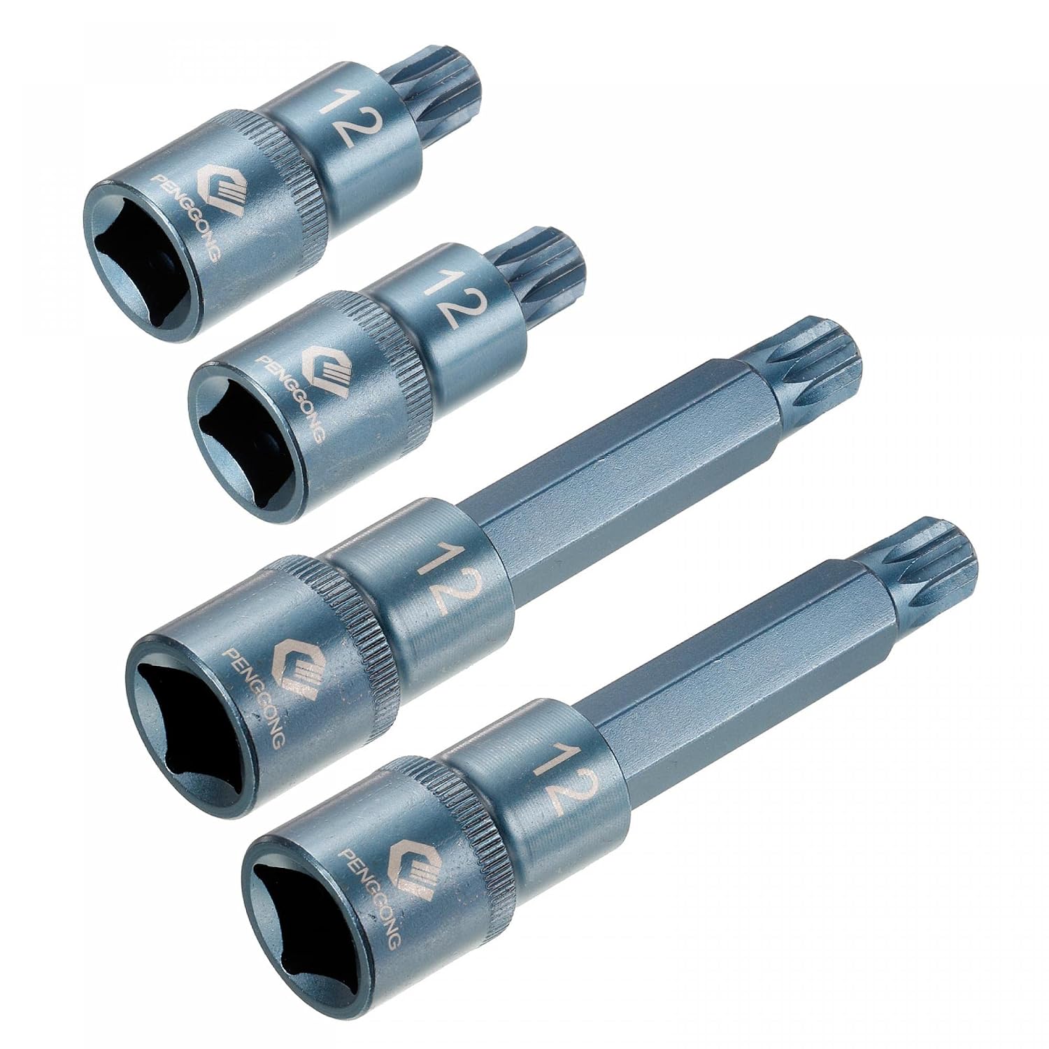 uxcell 1/2" Drive x M12 (12mm) Triple Square Spline Bit Socket Set of 4 ...