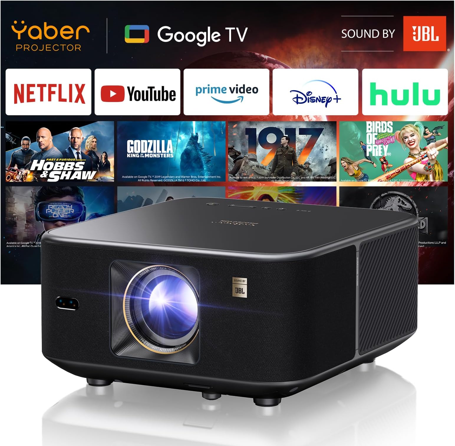Amazon.com: Yaber K3 Projector 1600 ANSI Smart Projector with Google TV ...