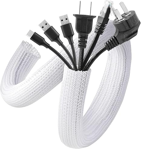 Amazon.com: White Cable Sleeve Cover, 2 Pack 5ft - 1.2inch, AGPTEK Cord ...