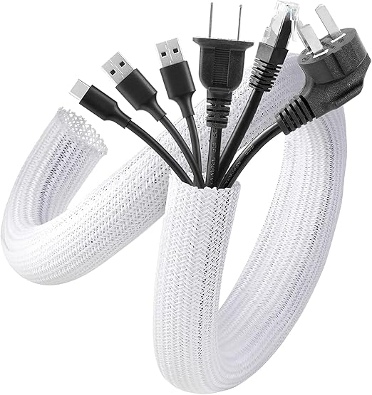Amazon.com: White Cable Sleeve Cover, 2 Pack 5ft - 1.2inch, AGPTEK Cord ...