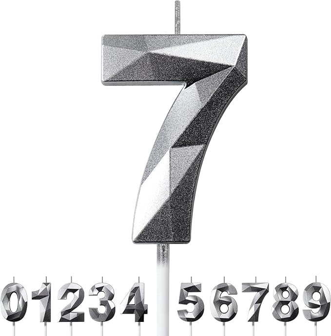 Deratta Silver 7 Number Cake Candle for Birthday & Wedding Parties ...