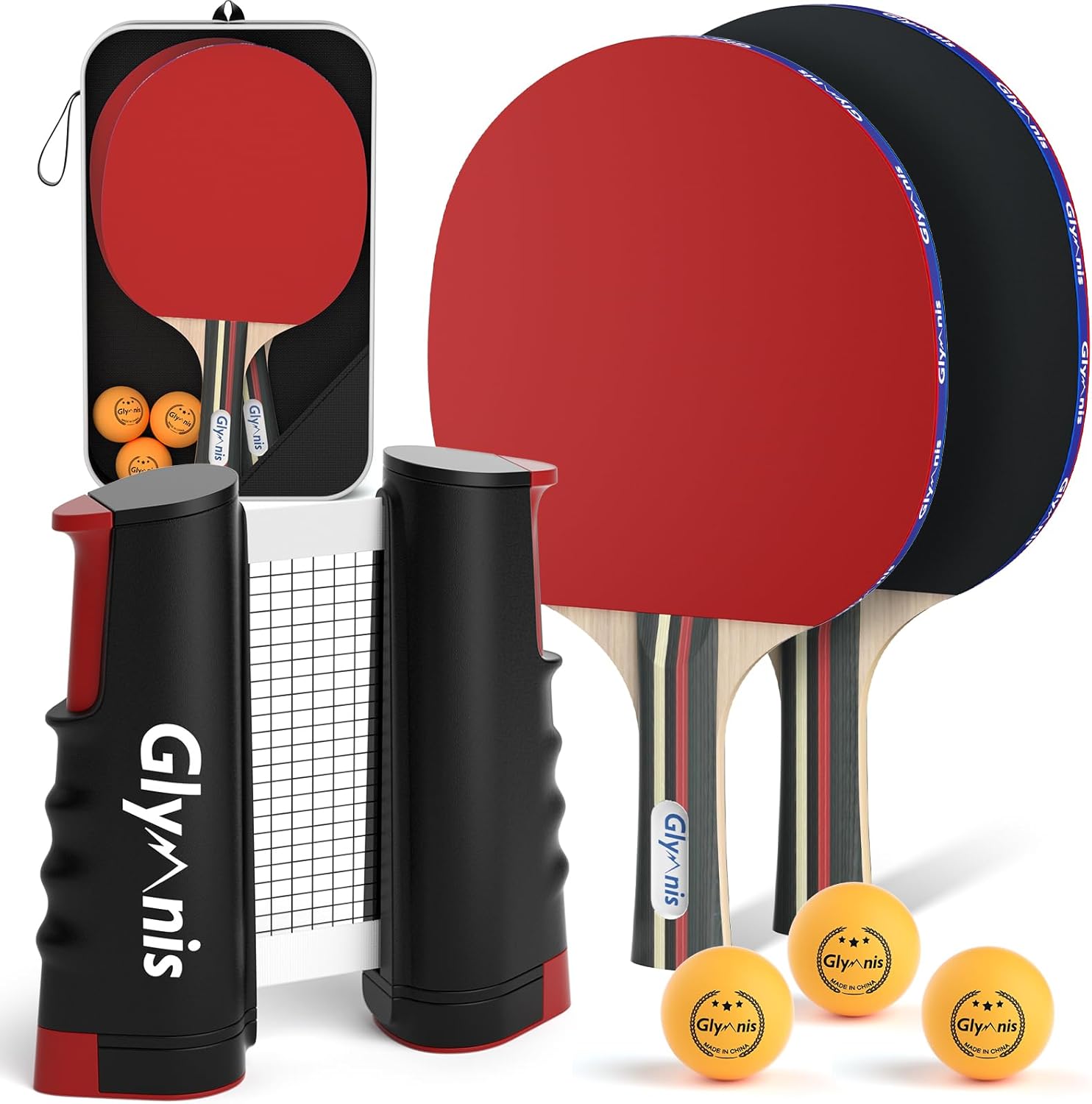 Glymnis Table Tennis Set Portable Ping Pong Set with Retractable table ...