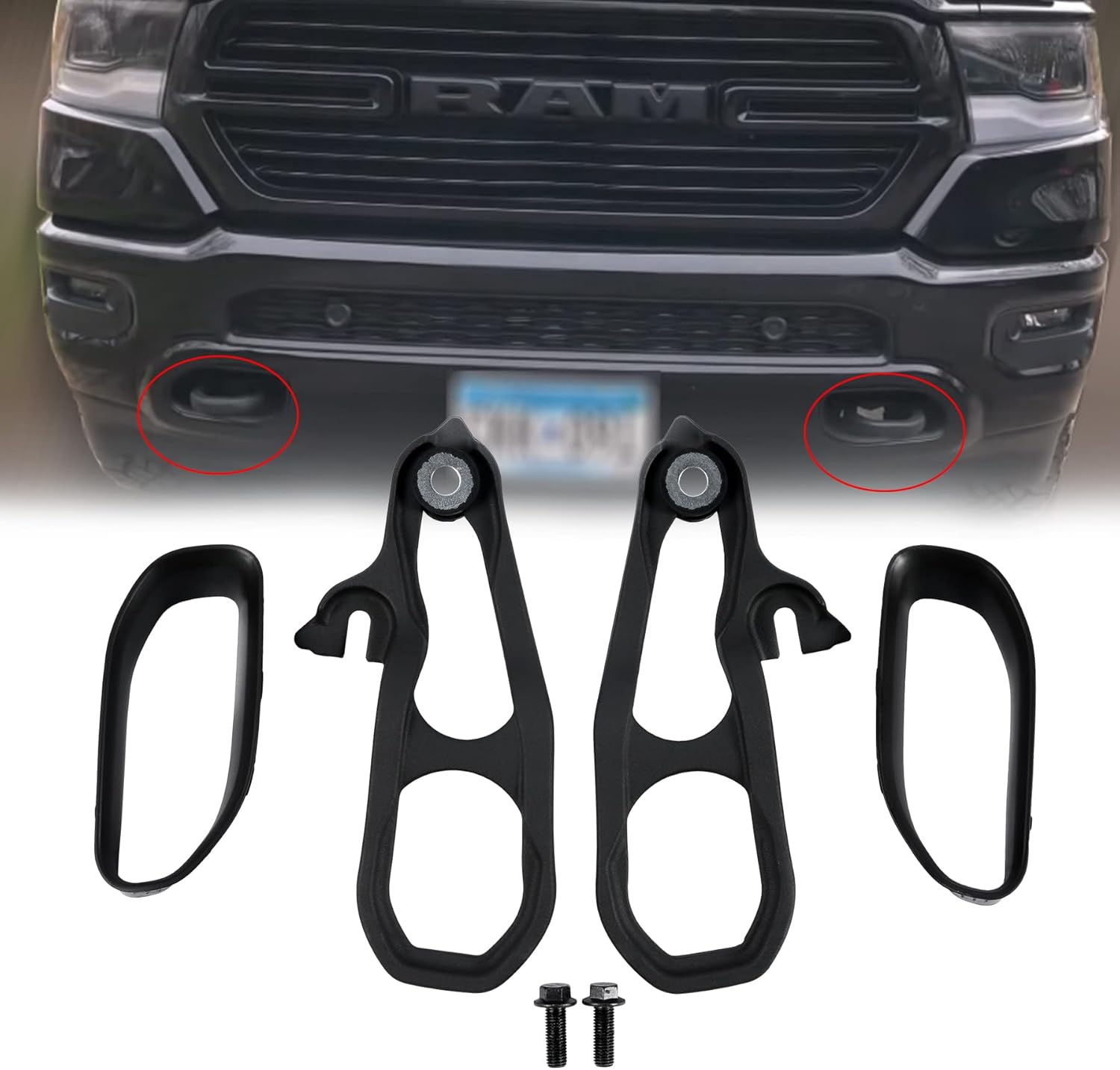 Buy Gledewen Front Tow Hooks Kit(Black), with Bumper Bezel, Left Driver ...