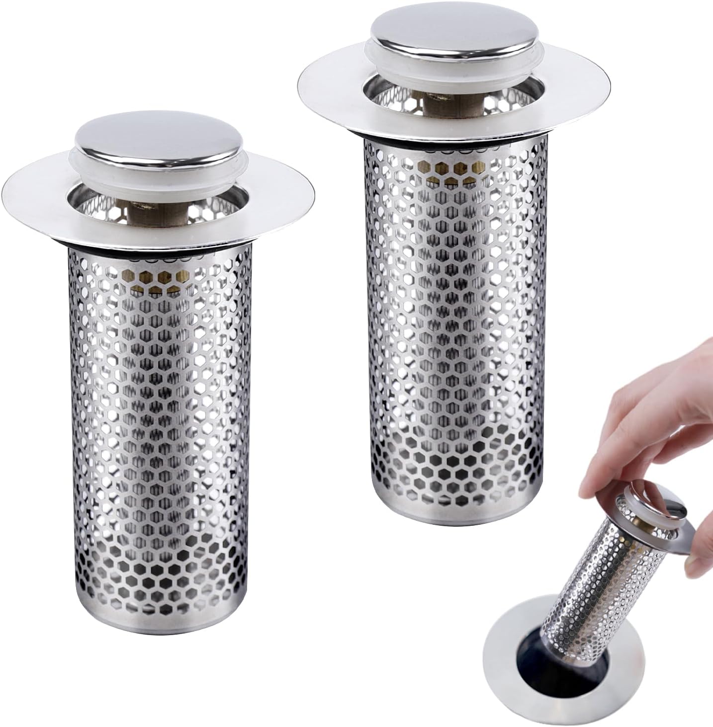 Lenpel Pop Up Bathroom Sink Drain Strainer Hair Catcher, Sink Drain ...