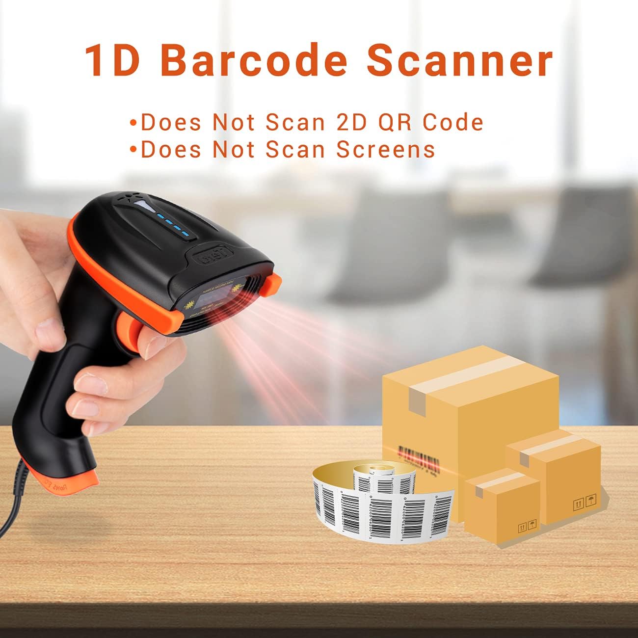 Tera 1D Laser Barcode Scanner USB Wired Long Range High Speed Handheld ...
