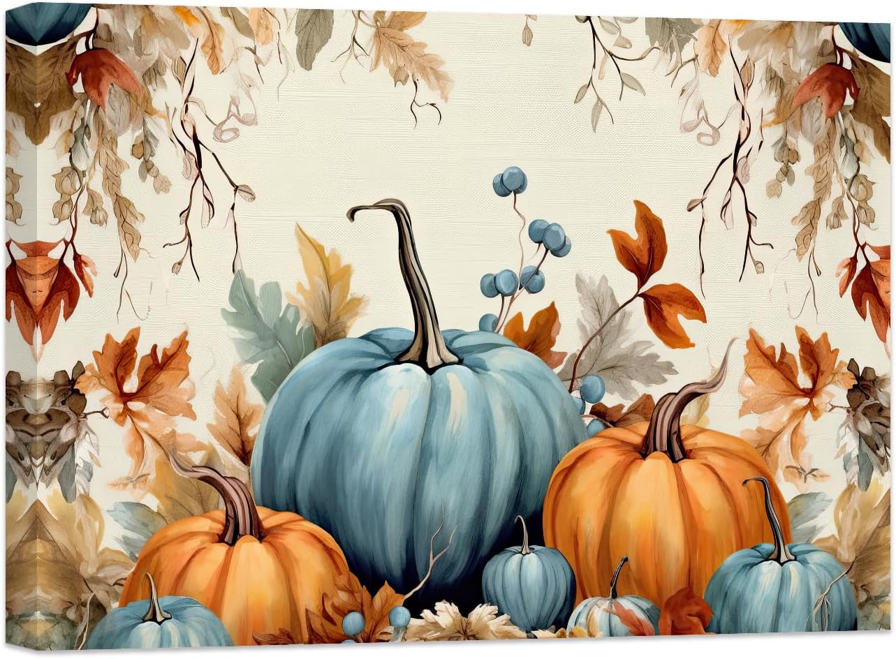 Amazon.com: DOARTDO Fall Pumpkin Wall Art Rustic Autumn Canvas Pictures ...