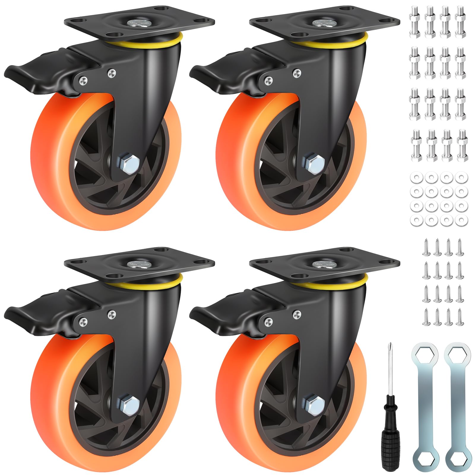 4 Inch Industrial Caster Wheels Heavy Duty Swivel Top Plate Casters ...