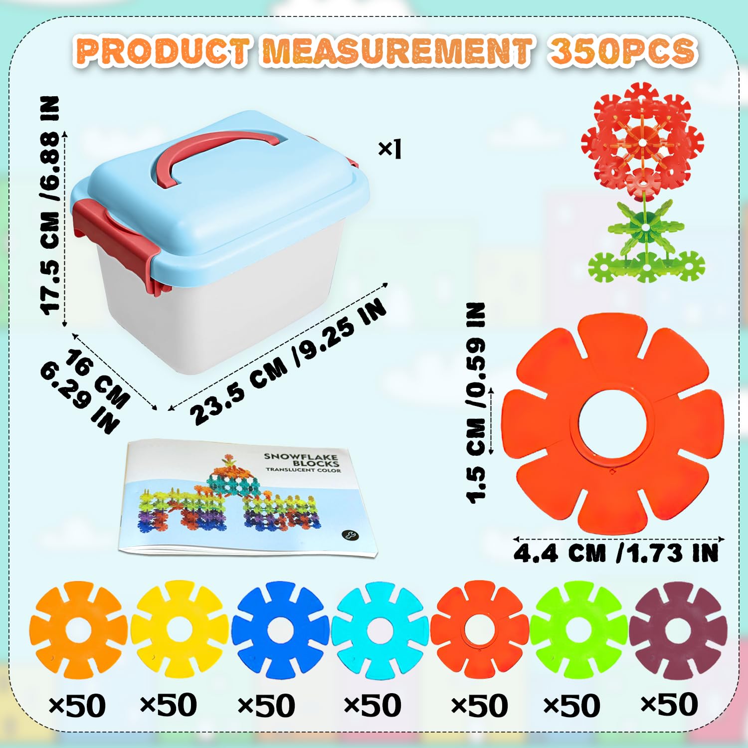 Xwin Snowflake Children’s Plug-In Building Blocks, 350-Piece ...