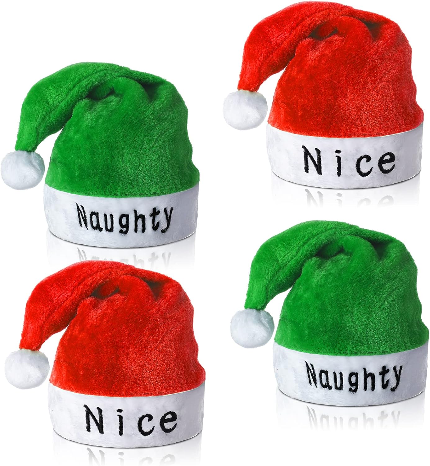 Amazon.com: Newcotte 4 Pcs Christmas Naughty and Nice Santa Hats Adult ...