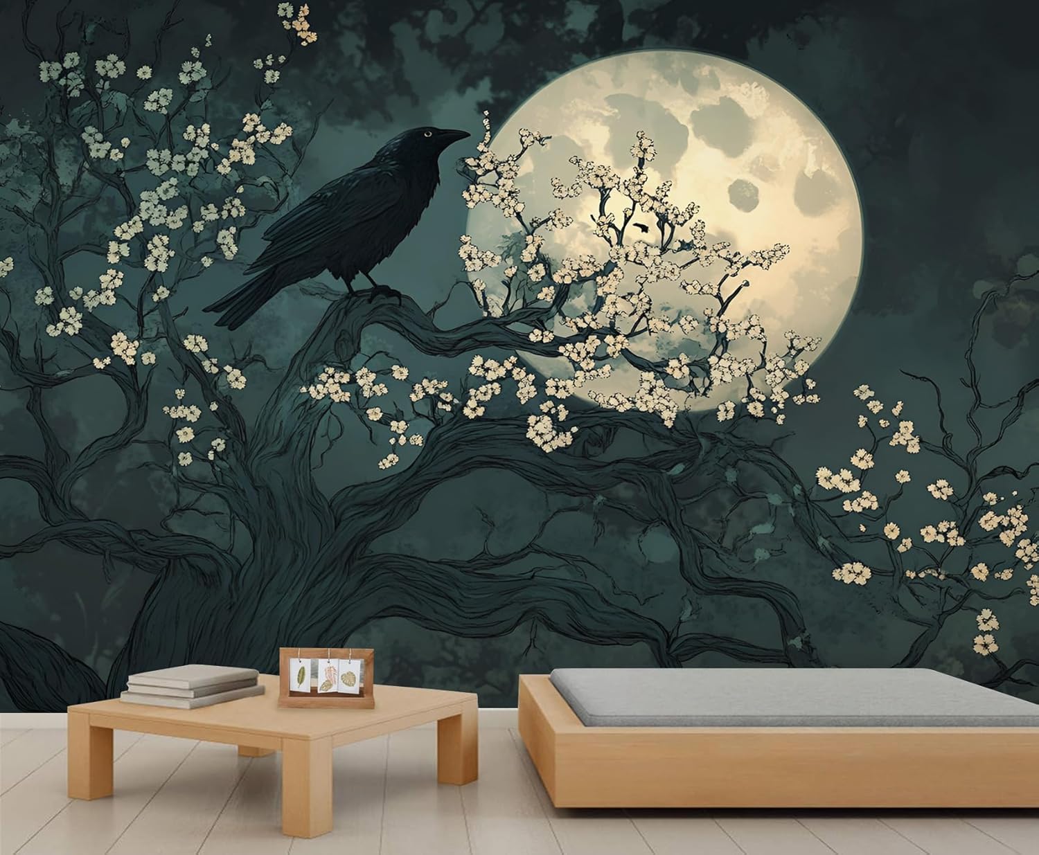 Crow Branches Mural Wallpaper - 169" x 118" Mural, Raven Wall Murals ...