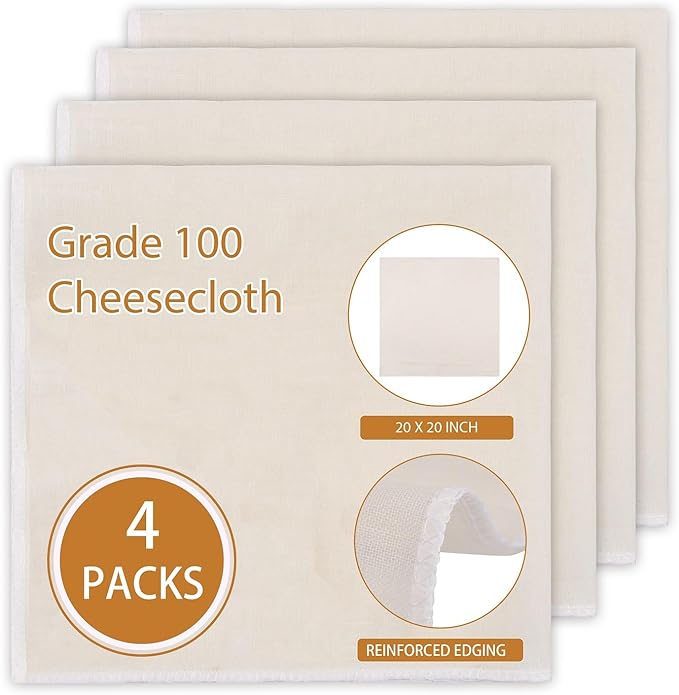 Amazon.com: 4 PCS Reusable Cheese Cloths for Straining, 20x20 Inch ...