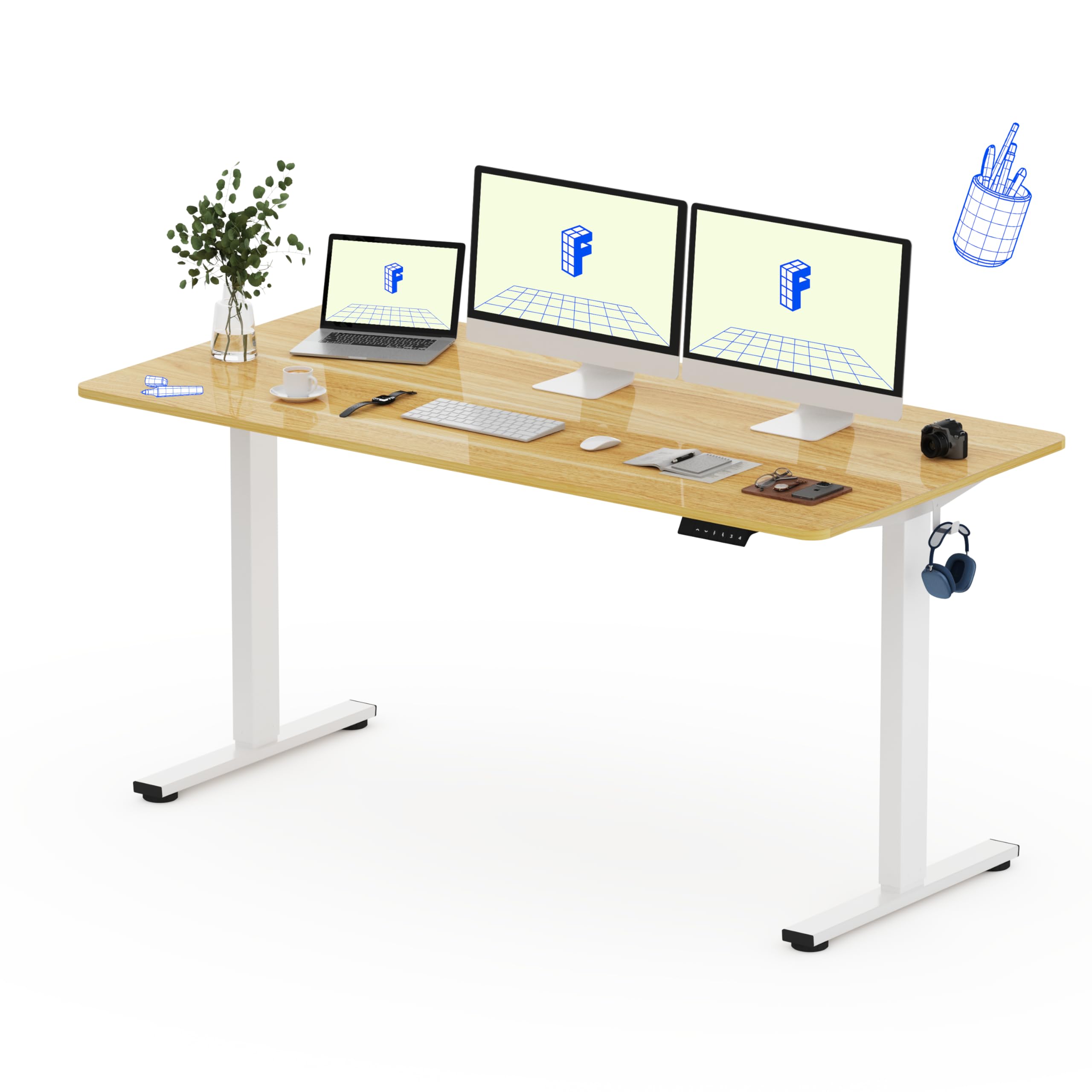 FLEXISPOT 160x80cm Electric Standing Desk Height Adjustable Desk ...