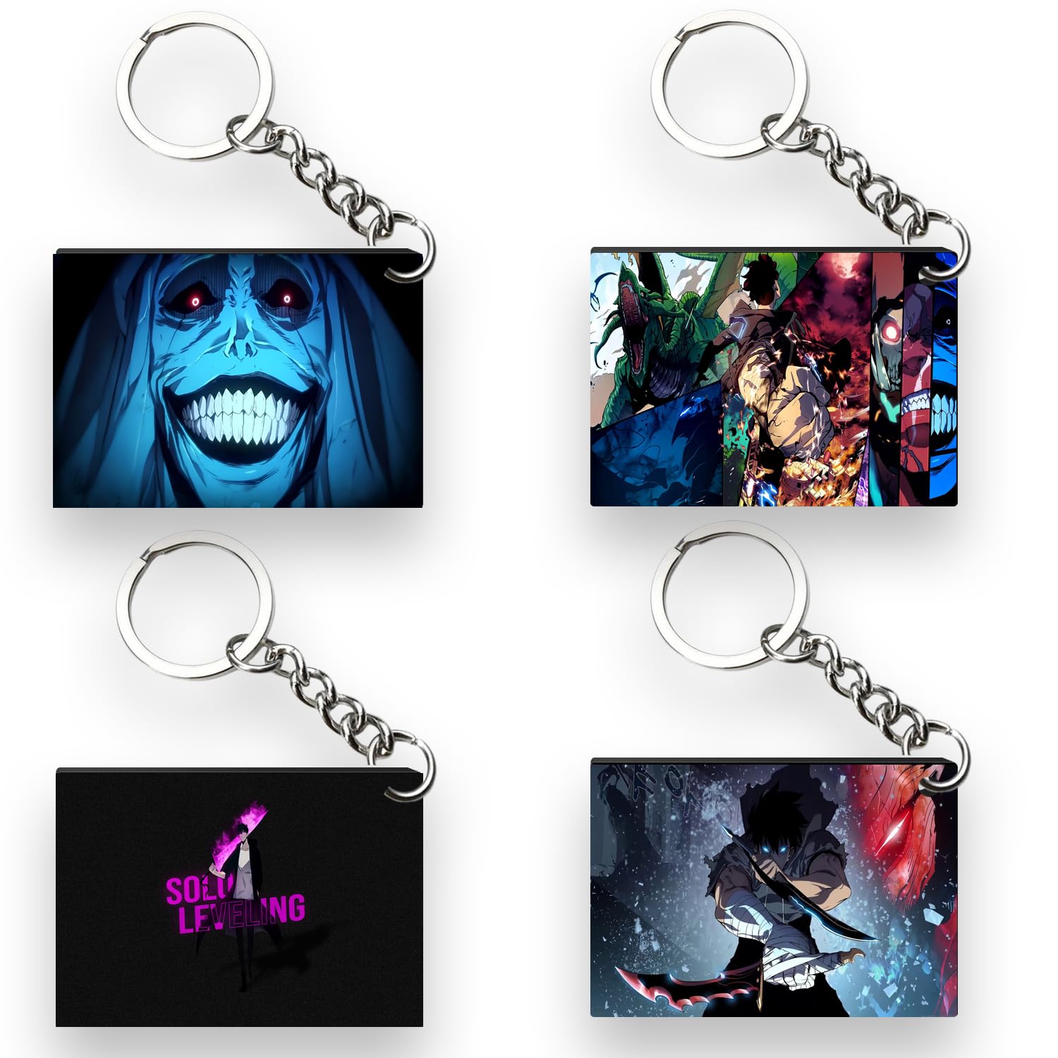 Manga Shop Sung Jinwoo Solo Leveling Anime 4 Keychains Set | Desertcart ...
