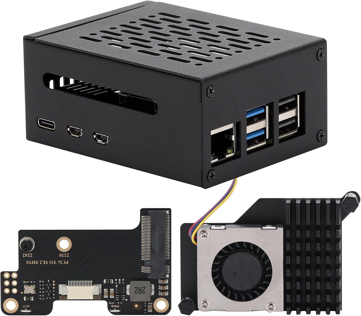 Amazon.com: Tada Metal Case for Raspberry Pi 5 with M.2 HAT and Active ...