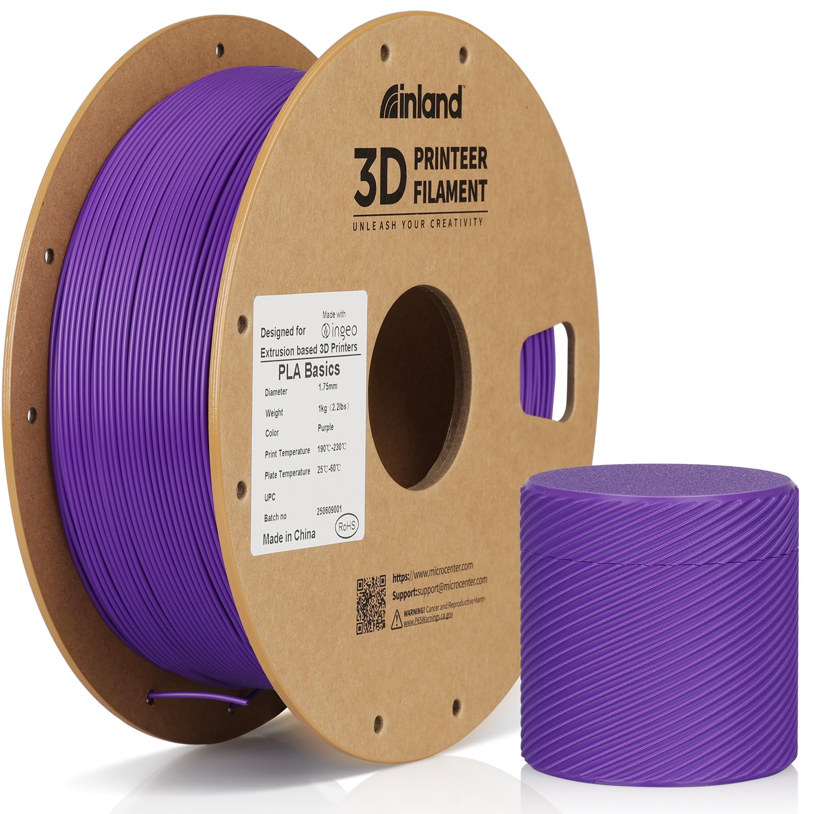 Snapklik.com : Inland PLA Basics Filament 1.75mm, Purple Basic PLA 3D ...