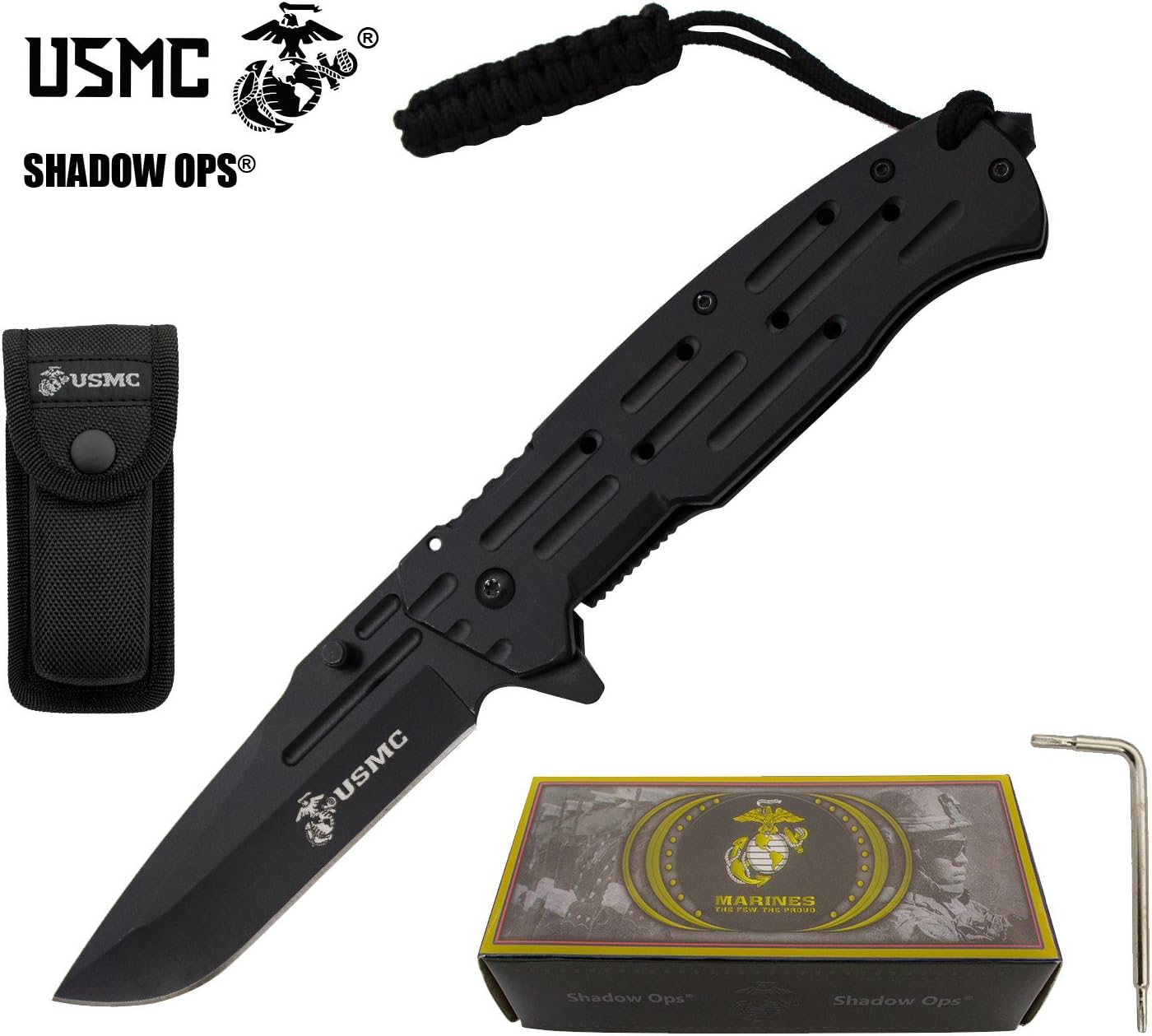 Marine Corps USMC Officially Licensed Folding Knife by Shadow Ops Co ...
