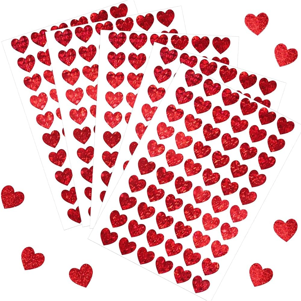 Amazon.com: 10 Sheets Heart-Shaped Stickers for Children - Red ...