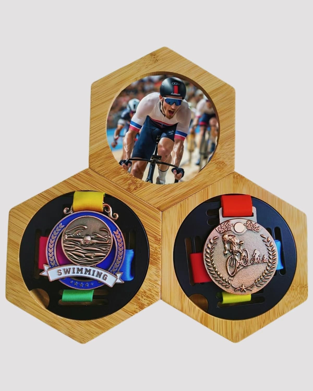 Amazon.com: Ceviept Medal Hanger Display,Hexagonal Bamboo Medal Holder ...