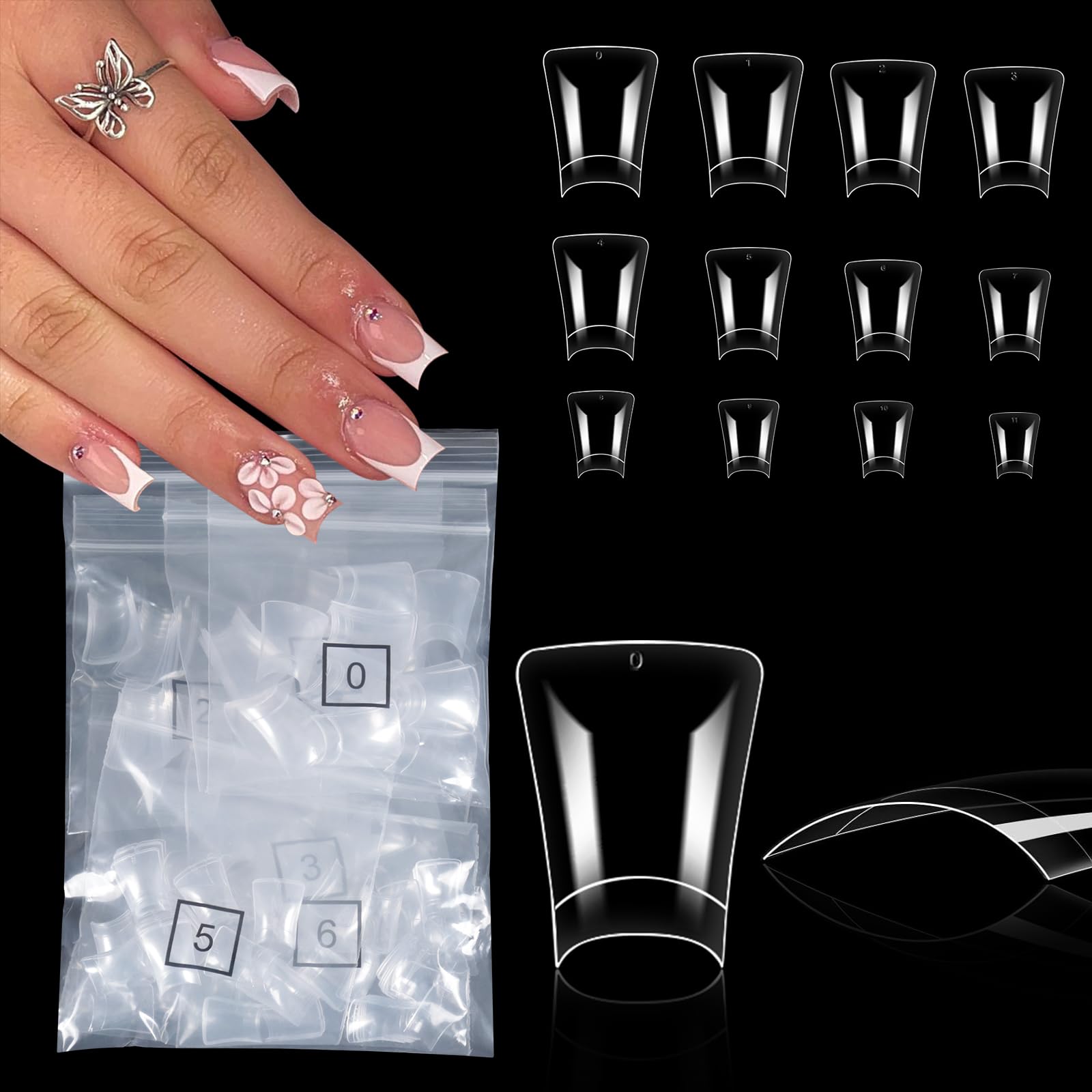 Amazon.com: SIUSIO 600pcs Short Duck Nail Tips 12 Sizes Bag Pack Clear ...