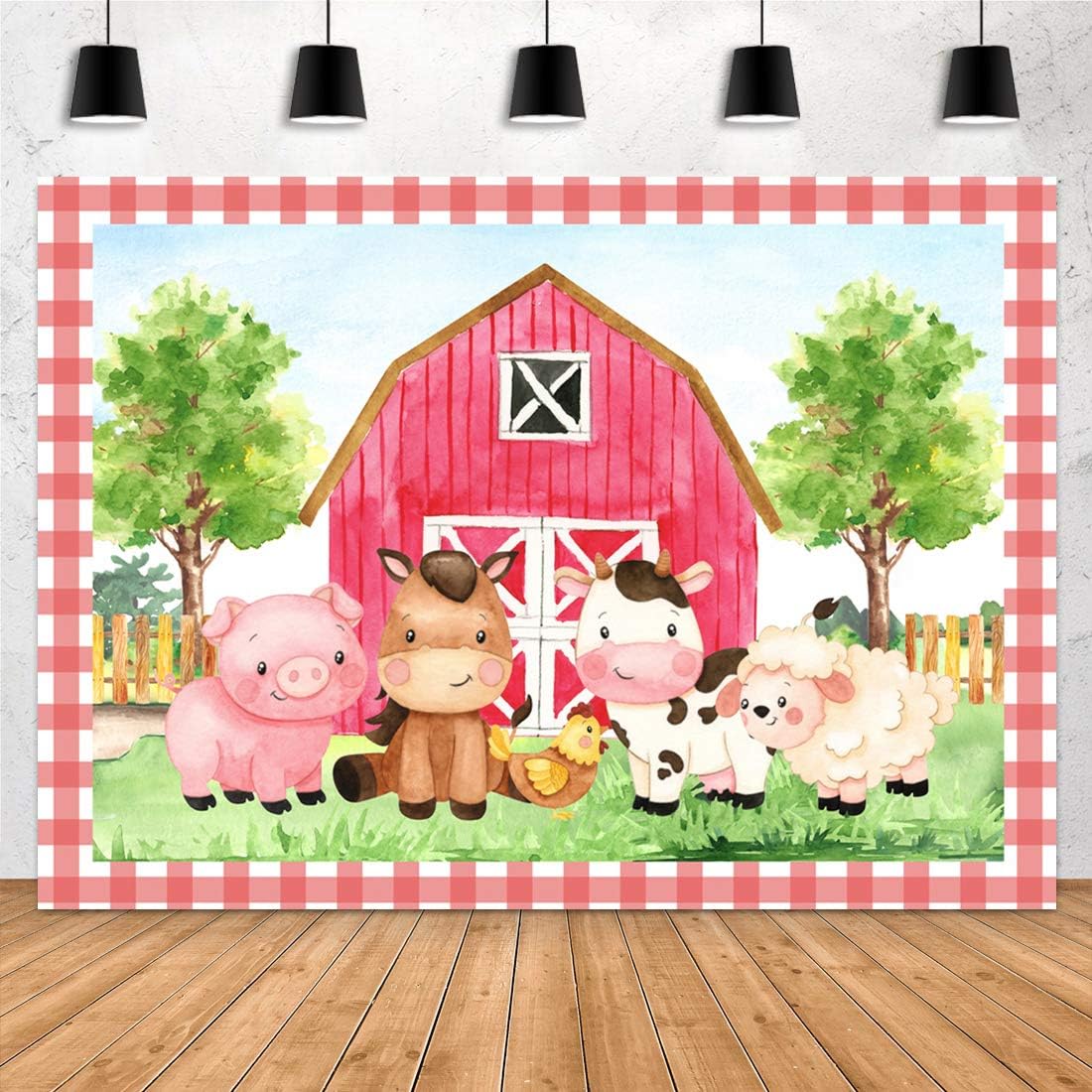 Amazon.com : Aperturee 7x5ft Cartoon Farm Animals Photography Backdrop ...